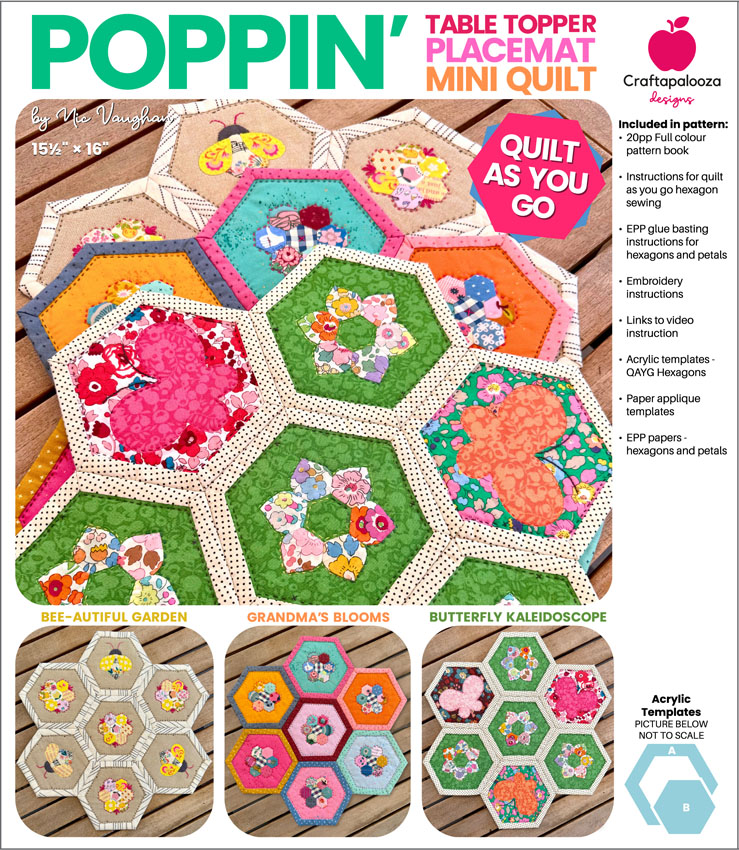 Poppin Pattern (Includes Quilt as You Go Templates) - Patchwork with ...
